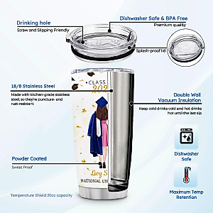 wowcugi Personalized Graduation Tumbler Class Of 2024 Custom Cups with Lid 20oz 30oz Travel Mugs Happy Graduation Gifts for Her Women Daughter Sisters Best Friends