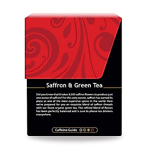 Buddha Teas - Saffron & Green Tea - For Health & Wellbeing - Wild Crafted Tea - With Antioxidants & Minerals - Clean Ingredients - Caffeinated - OU Kosher - 18 Tea Bags (Pack of 1)