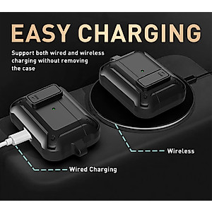 Olytop Airpods Pro Shock Case with Lock Black+Airpods Pro Protective Case Cactus