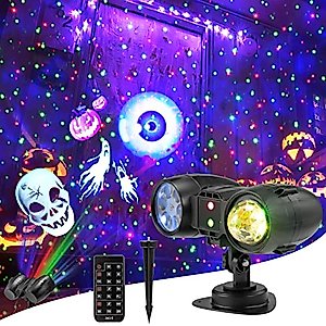 3 in 1 Halloween Christmas Projector Light, Waterproof Outdoor Projector Spotlights Landscape LED Lights with Dynamic Patterns Water Ripple Red and Green Dot for Party Yard Garden Decorations