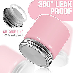 MZLMZL Insulated Food Jars,10oz Insulated Food Container,Soup Termoses Para Comida Caliente,Wide Mouth Design Food Jars Hot or Cold Meals Lunch Box (10oz-Pink)