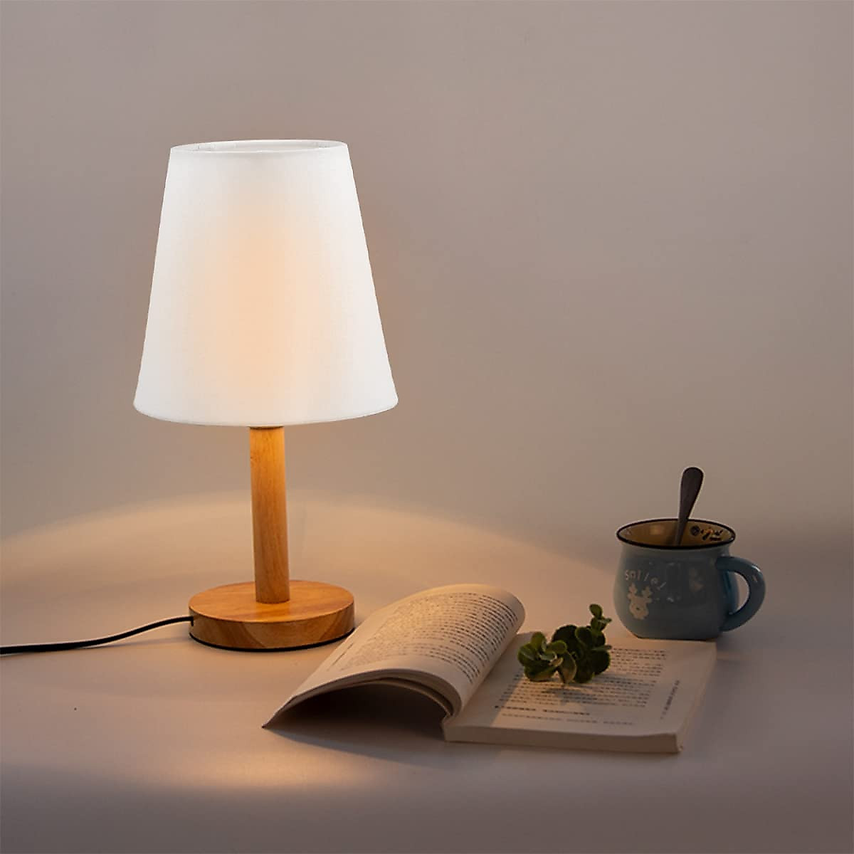 2pcs Small Lamp Shade Linen Fabric Clip On Bulb Lampshade Barrel Cloth Lamp Cover Replacement Linen Lampshade for Bedroom, Bedside Table Lamp, Wall Lamp(White)