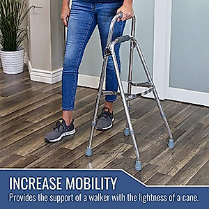 DMI Folding Hemi-Walker Provides Support, Aluminum, Silver, 30'- 35', FSA & HSA Eligible, Lightweight, Superior Support, Comfortable Hand Grips, Easy To Open And Close