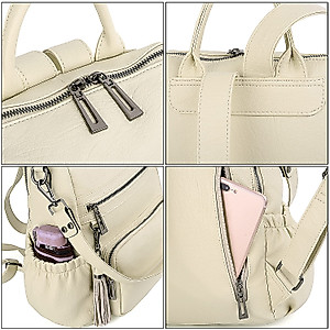 UTO Women Backpack Purse Leather Vegan Ladies Fashion Designer Rucksack Convertible Travel Shoulder Bag with Tassel