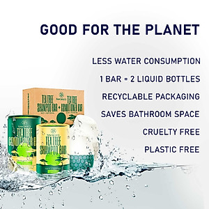 Tea Tree Shampoo and Conditioner Bar Set, Natural Sulfate Free Solid Bar for All Hair Types, With Castor Oil, Clarifying and Repairing, Restoring and Moisturizing, Plastic Free Zero Waste Package