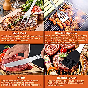 Commercial Chef BBQ Grill Accessories for Outdoor Grill - BBQ Grill Set for Men - Grilling Accessories - BBQ Accessories - Grilling Gifts for Men - Weber Grill Kit - BBQ Set - Grilling Tools - 10PC