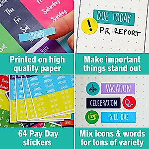 Practical Planner Stickers - Value Pack 48 Sheets, 6 Months of Aesthetic Agenda Stickers for Weekly Planner, Bullet Dot Journal - Planning, Goals, Fitness, Habit Tracking, Days