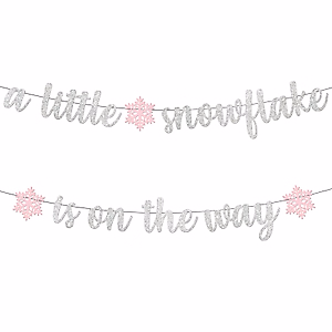 MZ.ogm A Little Snowflake is On The Way Baby Shower Banner Winter Wonderland Decorations Winter Baby Shower Decorations for Girl Winter Gender Reveal decorations
