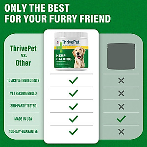 ThrivePet Hemp Calming Chews for Dogs - 120 Count | Duck Flavor - Puppy Dog Calming Treats Supplement for Storm Anxiety, Sleep, Relaxing, Separation Aid, Stress Relief - Vet Approved - Made in USA