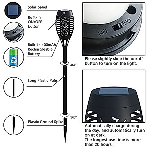 AOUNQ Solar Lights Outdoor Waterperoof Purple,【2023 Upgraded 】Outdoor Solar Torch Lights with Flickering Flame, 12Pack Mini Solar Outdoor Lights for Garden Yard Patio Pathway Decoration - Auto On/Off