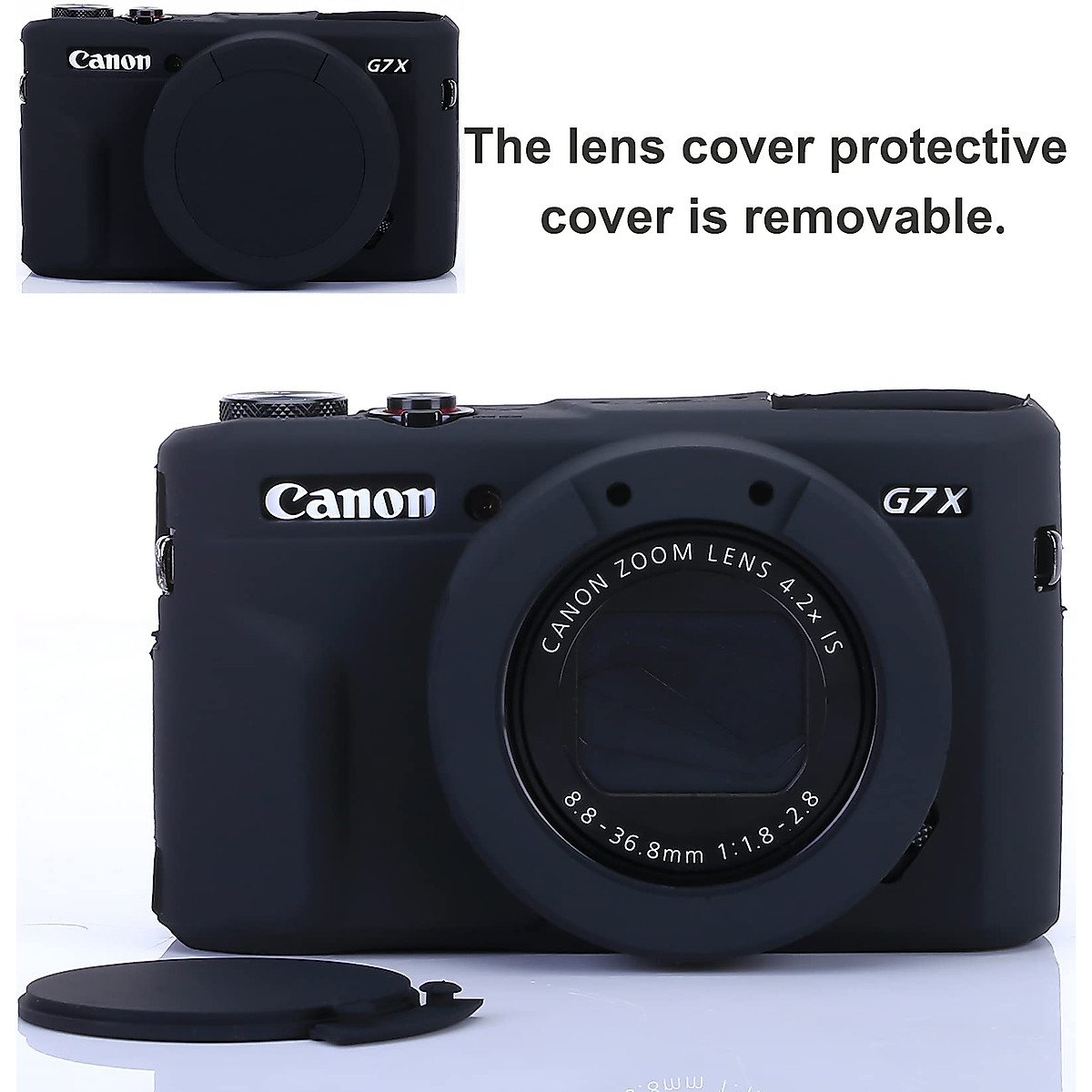 Pocoukate Camera Body Case for Canon G7X /G7X Mark II Silicone Case Cover with Optical 9H Hardness 0.3mm Ultra-Thin DSLR Camera Screen Protector