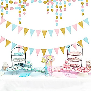 Blue Pink Gold Party-Decorations Gender-Reveal - 52Ft Paper Streamers Garland Hanging Decor Birthday Banner Ideas Event Party Supplies