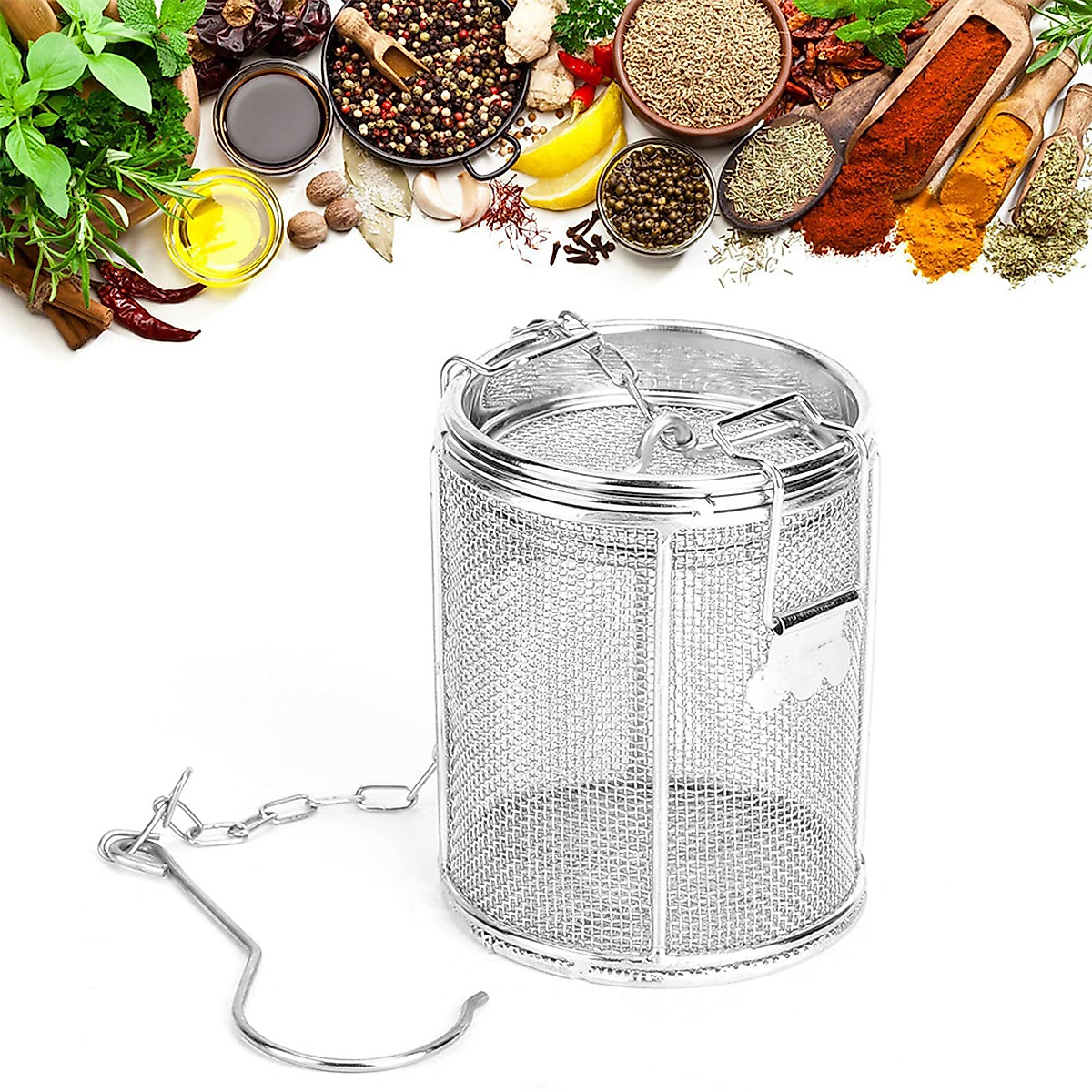Spice Filter, Stainless Steel Wire Mesh Design Tea Strainer Soup Seasonings Seperation Basket Filter for Home Kitchen