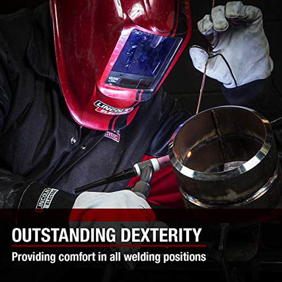 Lincoln Electric Grain Leather TIG Welding Gloves | High Dexterity | Large | K2981-L, White, Black