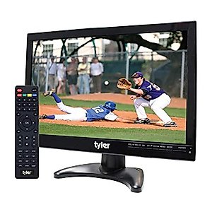 Tyler 14” Portable TV LCD Monitor 1080P Rechargeable Lithium Battery Operated, 2 Antenna, HDMI, USB, RCA, FM Radio, Digital Tuner, AV Inputs, AC/DC, TV Stand and Remote Control for Kids Car Travel