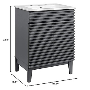 Modway Render Vanity with Sink-Floor, 24 Inch, Gray White