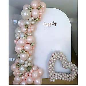 Pearl Balloon Arch Pearl White Sand Double Stuffed Balloons Arch With Pearl Stickers 5/10/12/18 Inch Bridal Shower Balloon Arch Pearl Ivory Balloon Garland For Wedding Birthday Baby Shower Decorations