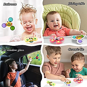 Suction Cup Spinner Toy for Baby - Suction Cup Fidget Spinner Toys Bath Toys Window Spinning Top Baby Toys 12-18 Months Christmas Birthday Gifts for 1 2 3 Boys Girls Sensory Toys for Toddlers 1-3