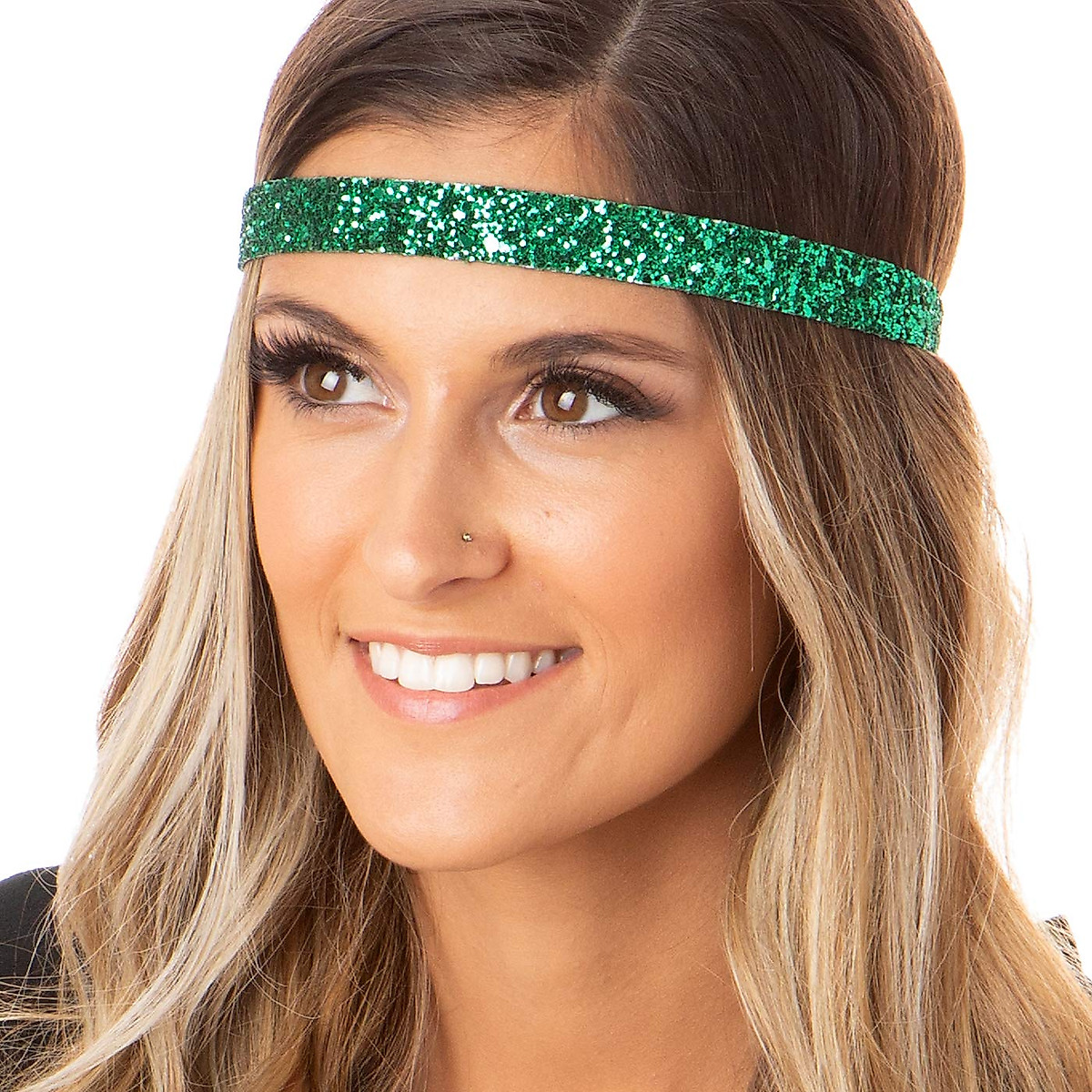 Hipsy Women's Irish Green Headband St Patricks Day Accessories Clover Headband Gift Packs (St Patty's Day Green Glitter 3pk)