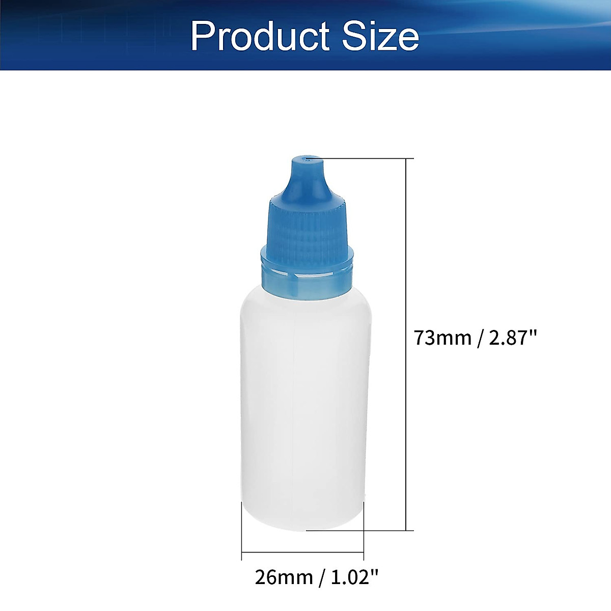 Bettomshin 50Pcs 20ml PE Plastic Squeezable Eye Liquid Dropper Bottles Thin Mouth Lab Reagent Bottle Liquid Sample Seal Sample Storage Translucent Bottle with Blue Cap