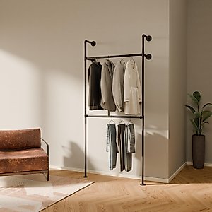 pamo Industrial pipe clothing rack metal black - Wall mounted clothes racks for hanging clothes - Modern walk in closet - KIM I DOUBLE black