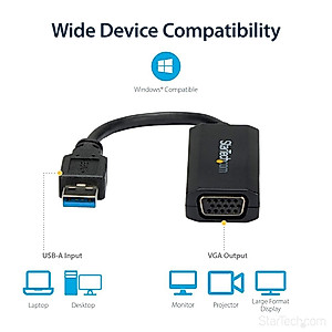 StarTech.com USB 3.0 to VGA Display Adapter 1920x1200, On-Board Driver Installation, Video Converter with External Graphics Card - Windows (USB32VGAV)
