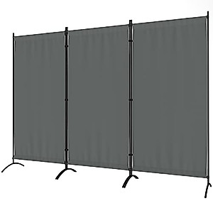 Morngardo Room Divider Folding Privacy Screens 3 Panel Partitions Dividers Portable Separating for Home Office Bedroom Dorm Decor (Grey)