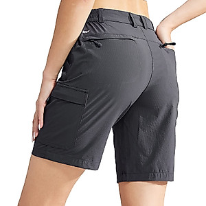 MIER Women's Hiking Cargo Shorts Quick Dry Stretchy Summer Shorts with 6 Pockets, Water Resistant and Lightweight, Graphite Grey, 8