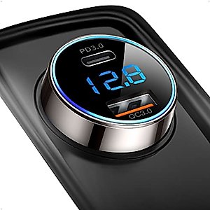 [Pure Copper] USB C Car Charger, SUPERONE 45W Dual USB Car Charger Adapter with 27W/20W PD Port, Fast QC3.0 LED Voltmeter for iPhone 14 13 Max/Pro/Plus/Mini, Pixel 7/6/5, Samsung S22/21 More