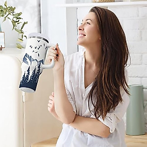 Jihqo Graffiti Mountain Tree 40 oz Stainless Steel Vacuum Insulated Tumbler with Handle and Straw Lid, Leakproof Water Bottle Double Wall Travel Mug Coffee Cup, Cupholder Friendly