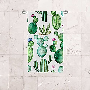 Cooper girl Watercolor Cactus Flowers Hand Towel Cotton Bathroom Towel for Hand Face Gym Spa