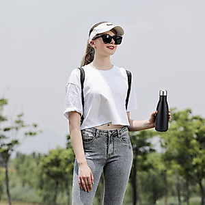 GOOFIT Stainless Steel Water Bottle 500 ml,Double-Walled Vacuum Insulated Thermos Flask Keeps Cold Hot Drinks 10 Hours,BPA-Free，Drinking bottle with Lid for Children, Toddlers, School, Nursery Black