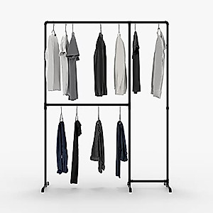 pamo freestanding clothes rail in industrial loft design - LAS II - wardrobe for walk-in closet wall I bedroom clothes rack made of black sturdy tubes