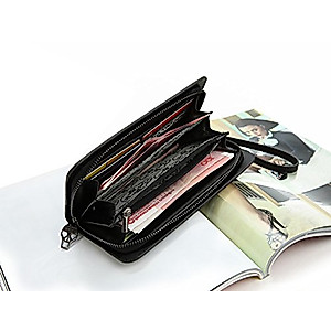 Yesiyan Women's Vintage Punk Leather Card Holder Wallet Skull Clutch Purse Black