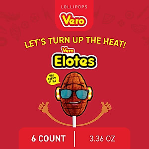 Vero Elotes Strawberry Lollipops Coated with Chili Powder, Hot and Sweet Candy Treat, Artificially Flavored, Net Wt. 19.7 Ounces, 40 Count Bag