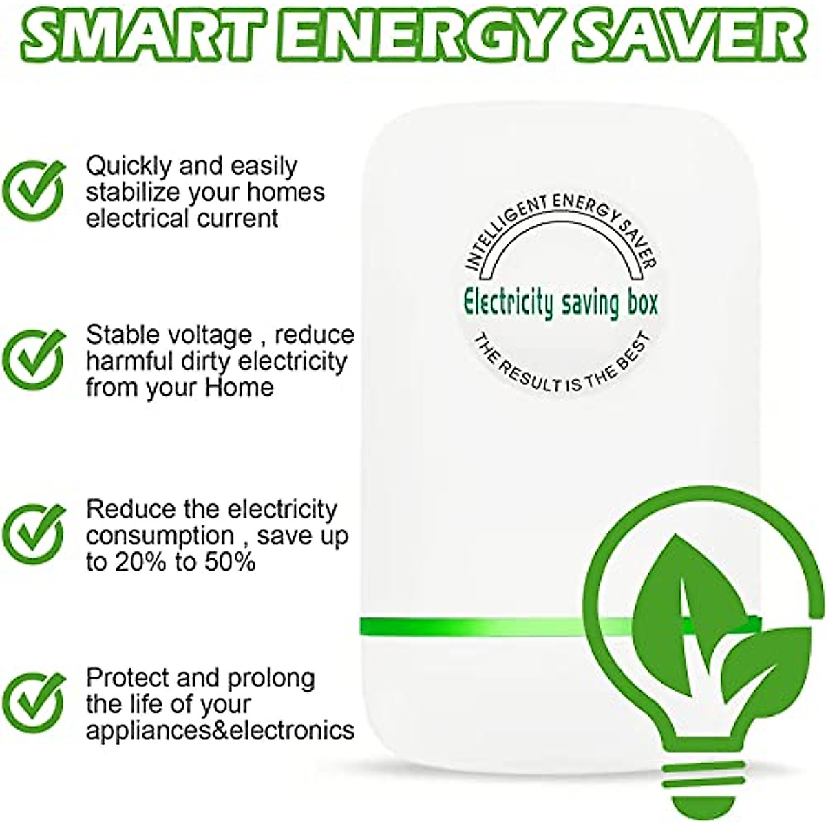 2 pcs Pro Power Saver Energy Saver Household Power Saver pro Electricity Saving Box 90V-250V Household Office Market Device Electric Smart US Plug 30KW (White)