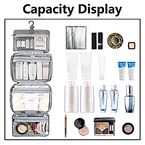 ARZAXEKO Hanging Makeup Toiletry Bag for Women Men Small Travel Kit 4 in 1 Folding Cosmetic Brush Organizer Pink