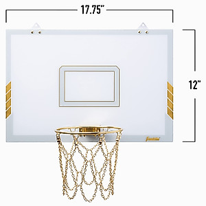 Franklin Sports Mini Basketball Hoop - Premium Gold Chrome Wall Mounted Backboard Mini Hoop with Rim + Net - Ball Included - Perfect Bedroom Accessory