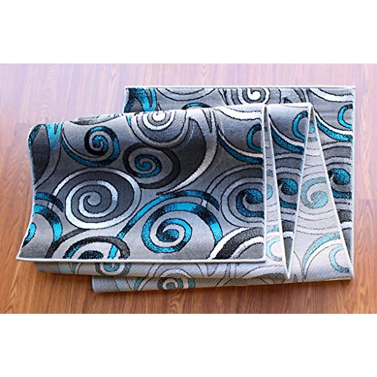 Masada Rugs, Modern Contemporary Woven Area Rug, Hand Carved (32 Inch X 10 Feet, Turquoise)