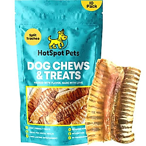 hotspot pets Premium Beef Trachea for Dogs 6" Strips Split - All Natural Grass-Fed Beef Dog Chews, Rich in Glucosamine Chondroitin for Joint Health, Single Ingredient No Rawhide Dog Treats