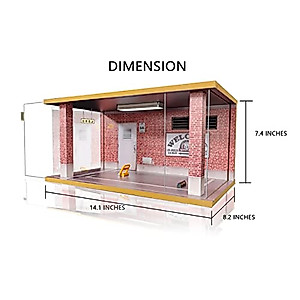 Display Case for 1/18 Diecast Cars,Acrylic Display Case for 1/12 Scale Toy Motorcyle with LED Lighting, Route 66-3 Open Side