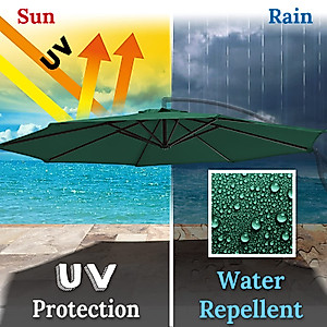 Benefit-USA Replacement Umbrella Canopy for 10ft 8 ribs cantilever hang patio umbrella (Canopy Only) (Green)