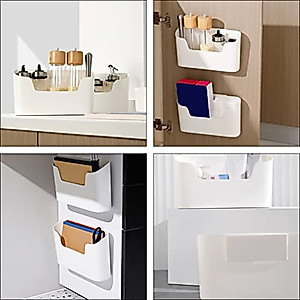 Hanging Storage Box Wall Mount: White Sundries Holder Self Adhesive Wall Organizer Punch Free Shelf Holder for Phone Reading Glasses Remote Control Remote Control Holder