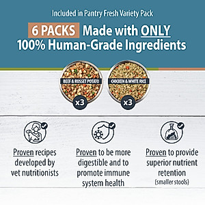 JustFoodForDogs Pantry Fresh Wet Dog Food Variety Pack, Complete Meal or Dog Food Topper, Beef & Chicken Human Grade Dog Food Recipes - 12.5 oz (Pack of 6)