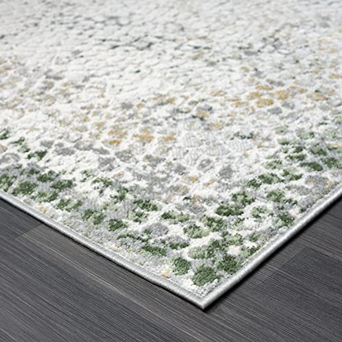 Abani Atlas 4'x6' Green/Grey Area Rug, Contemporary Abstract - Durable Non-Shedding -Easy to Clean