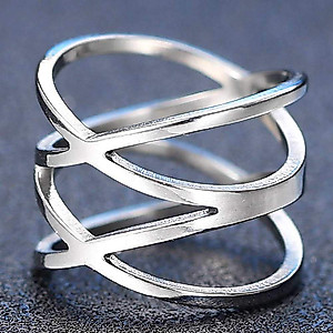 Jude Jewelers Stainless Steel Braided Woven Knot Wave Statement Anniversary Cocktail Party Ring (Silver, 10)