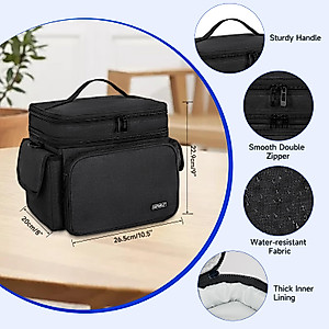 LEFOR·Z Sewing Supplies Organizer,Double-Layer Sewing Accessories Storage Bag,Protable Travel Sewing Box Sewing Basket for Sewing Tools,Black(Bag Only)