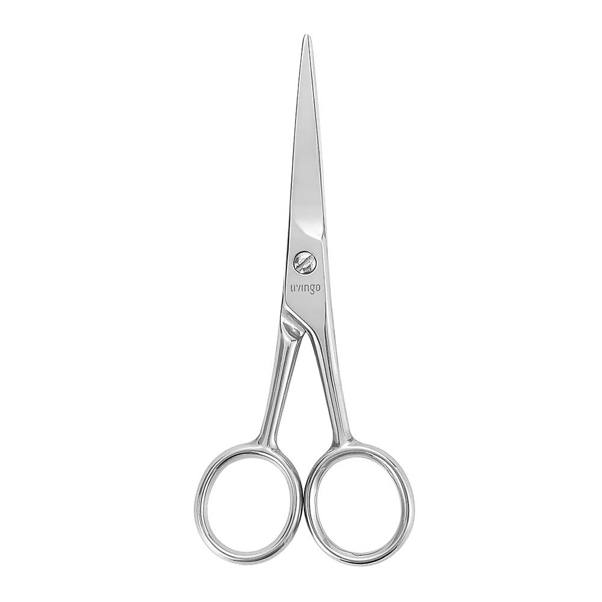 LIVINGO 4.5 inches Beard & Mustache Scissors for Men, Professional Rounded Tip Safety Sharp Stainless Steel Small Beauty Facial Nose Hair Trimming Shears Kit with Mini Comb and Leather Case