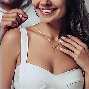 Sterling Silver Necklace for Women, Dainty Rose Love Heart Initial A Letter Pendant Necklace Jewelry Mothers Day Valentines Christmas Gifts for Mom Wife Girlfriend Birthday Anniversary