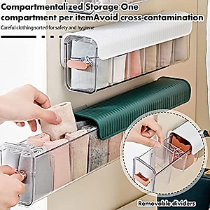 Qoyntuer Wall Mounted Underwear Drawer Organizer, Switchable 6 Cell Drawer Acrylic Sock and Underwear Organizer Anti Dust Underwear Storage Boxes for Underwear, Bra,Socks,Ties,Belts